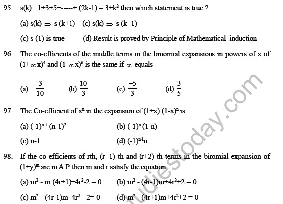 JEE Mathematics Binomial Theorem MCQs Set A with Answers